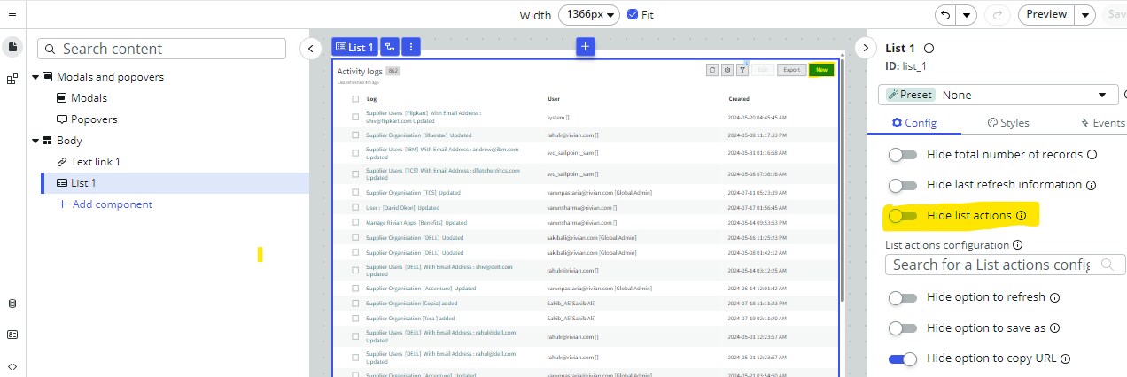 Solved: How to hide 'New' button option in UI Builder page... - ServiceNow Community